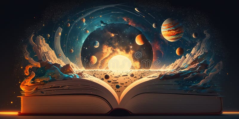 Pen Book Revealing the Solar System. Science. Illustration. Generative ...