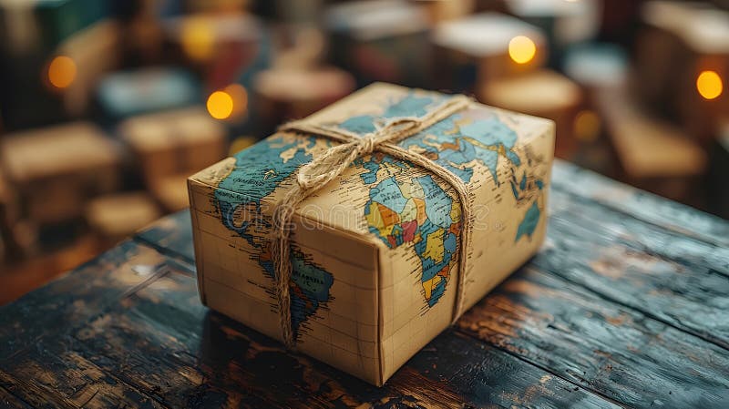 Discover the World a Beautifully Wrapped Gift Box Featuring Colorful ...