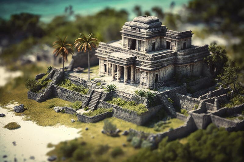 Discovering the Ancient Tulum Ruins in Mexico. Stock Illustration ...