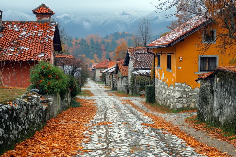 Discovering the Old Rustic Village at Autumn. AI Generated Stock ...