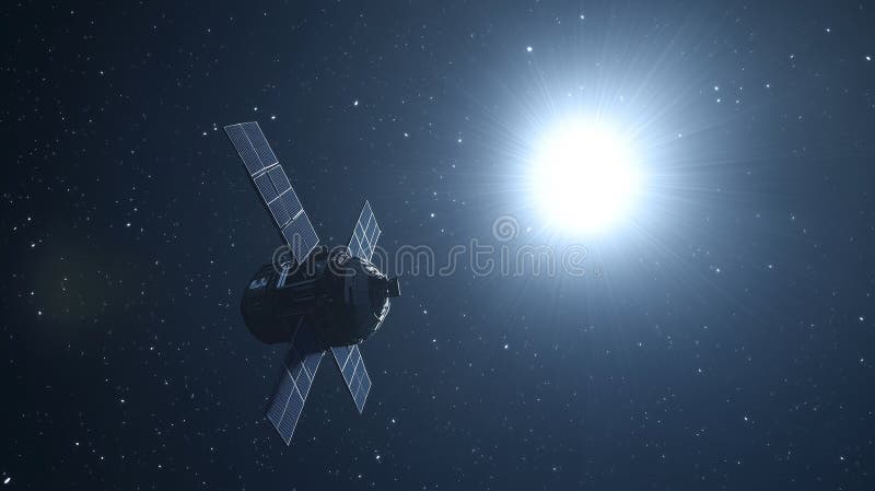 Discovering the Outer Space Concept Image. a Space Probe with a Giant ...