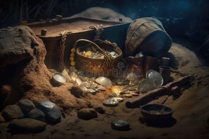 Discovering Treasure at an Archaeological Dig Site Stock Illustration ...