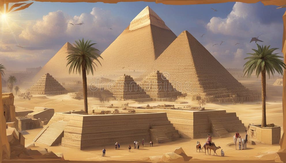 Discovering the Wonders of Ancient Egypts Giza Pyramids and Sphi Stock ...