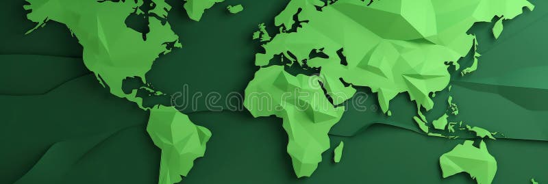 Discovering the World: a 3D Earth Map on Green Paper Banner, Generative ...