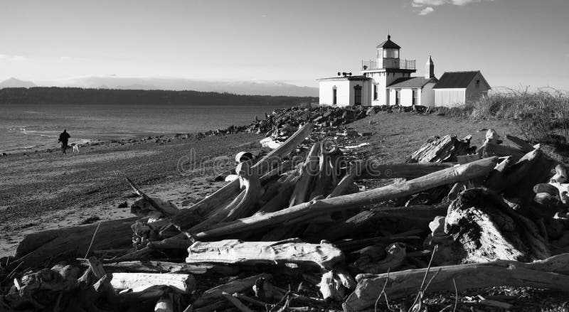 Discovery Park West Point Lighthouse Puget Sound Seattle Stock Photo ...