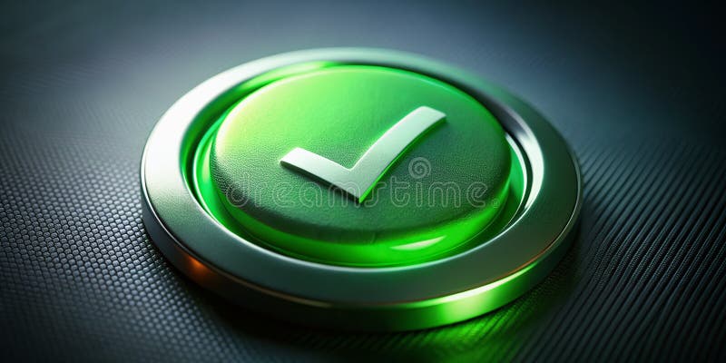 Discreet Green Checkmark Button in LowLight Setting a Subtle Approval ...