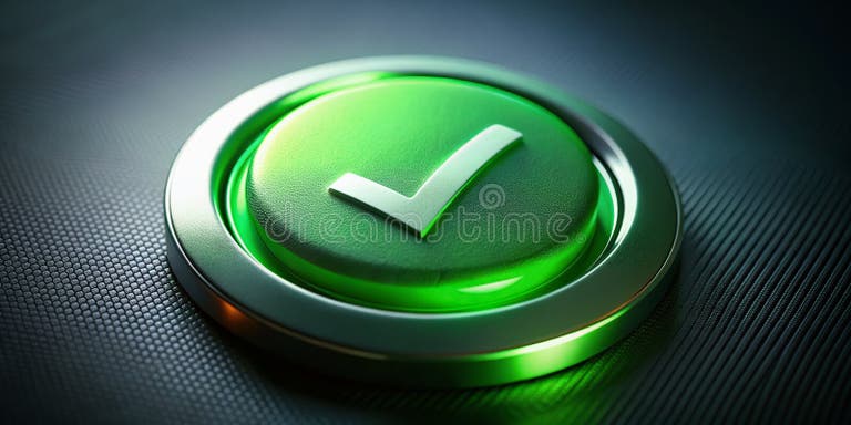 Discreet Green Checkmark Button in LowLight Setting a Subtle Approval ...