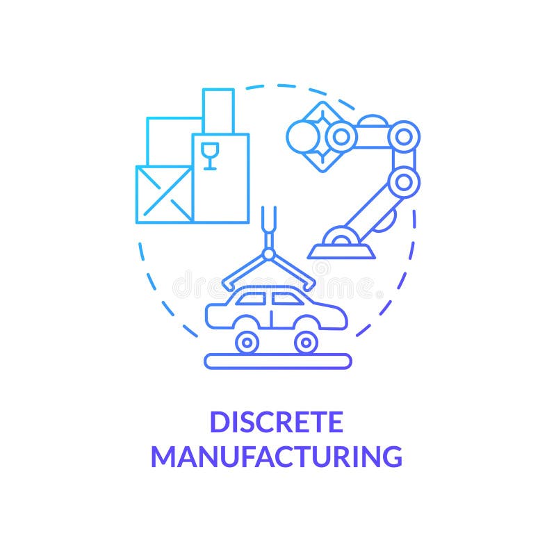 Discrete Manufacturing Blue Gradient Concept Icon Stock Vector ...