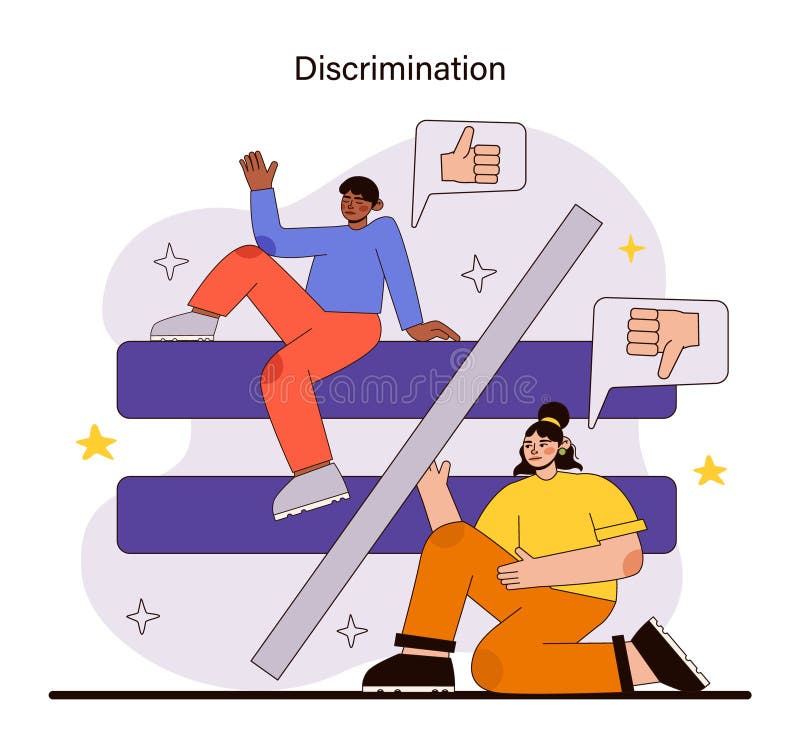Discrimination Concept. Illustration Showcasing Societal Barriers and ...