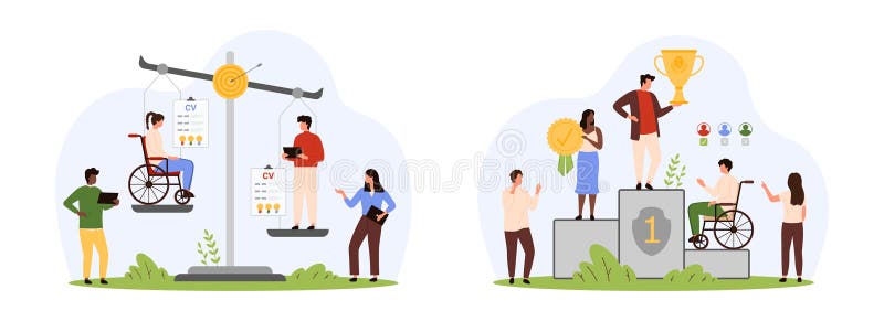 Discrimination in Employment, Ableism Set, Tiny People Select CV ...
