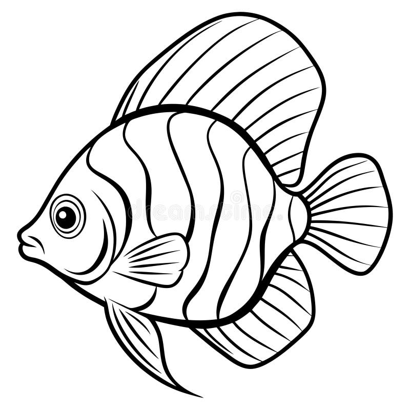 Discus Fish Flies Icon Vector Stock Vector - Illustration of drawing ...