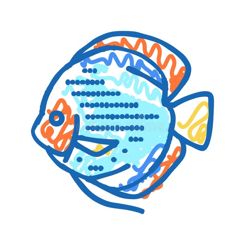 Discus Fish Icon Doodle Illustration Stock Vector - Illustration of ...