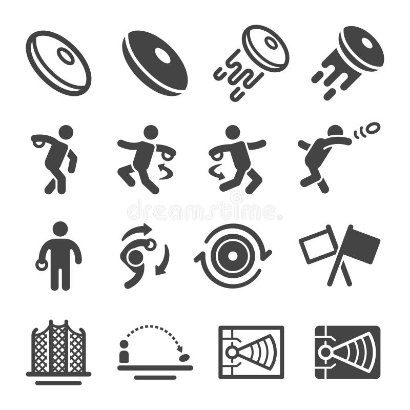 Discus throw icon set stock vector. Illustration of heavy - 160452152