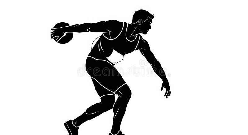 Discus Thrower Silhouette in Action Pose Vector Stock Illustration ...