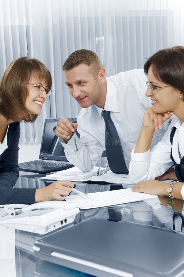 Discuss stock image. Image of employee, lady, collaboration - 12529877