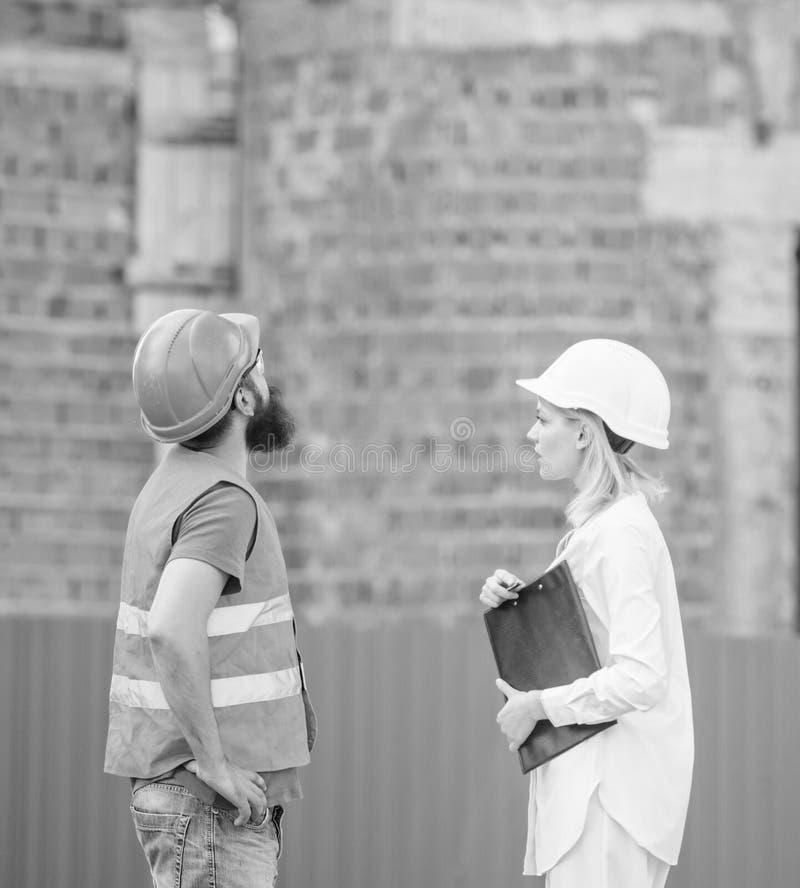 Discuss Progress Plan. Construction Industry Concept Stock Image ...