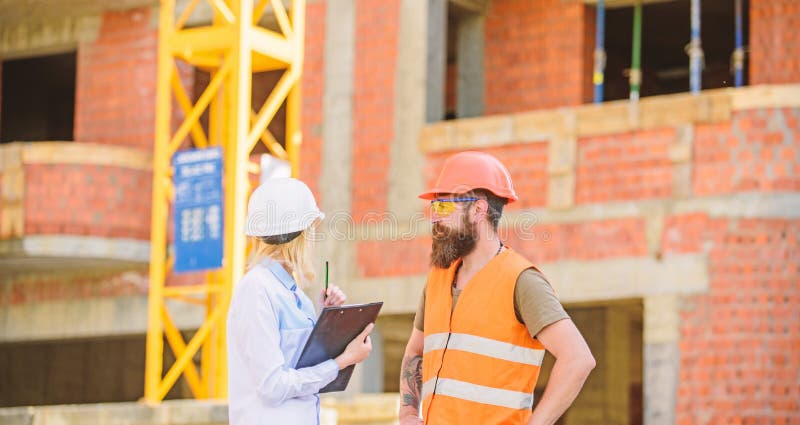 Discuss Progress Project. Safety Inspector Concept Stock Image - Image ...