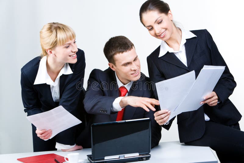 Discussing stock photo. Image of looking, collar, partnership - 4338832