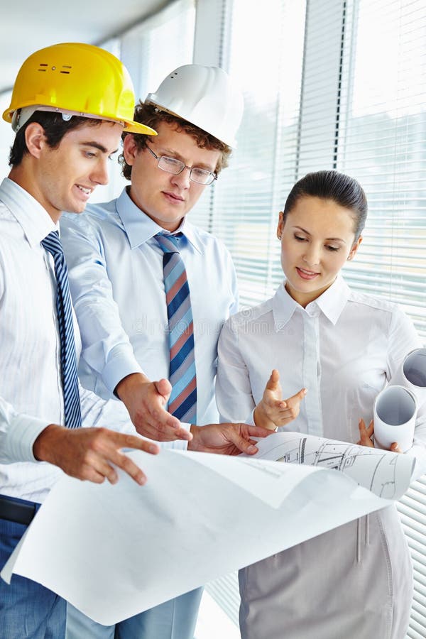 Discussing blueprint stock image. Image of discussion - 57559691