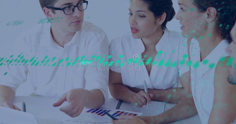 Discussing Charts and Data, Business Team with Digital Data Image ...