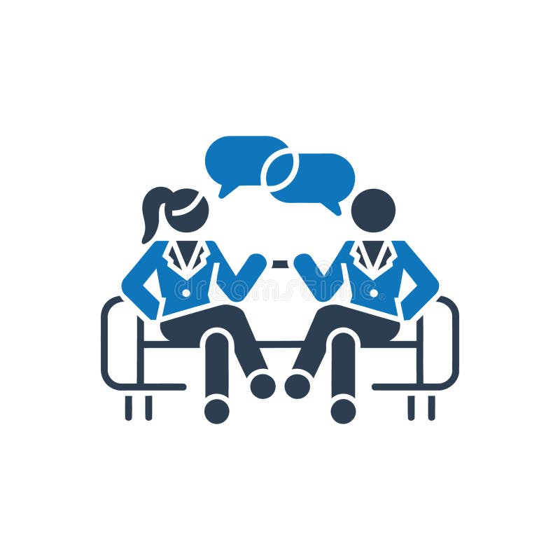 Discussing with Colleague Icon Stock Illustration - Illustration of ...