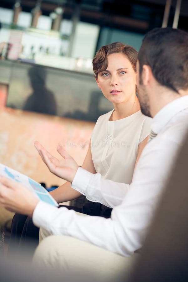 Discussing document stock image. Image of caucasian, manager - 52085095