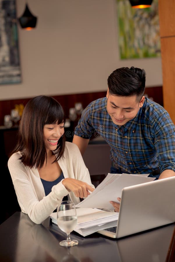 Discussing documents stock photo. Image of explaining - 51906760