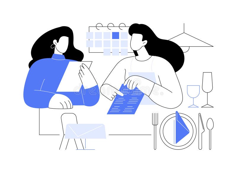 Discussing Event Menu Isolated Cartoon Vector Illustrations. Stock ...