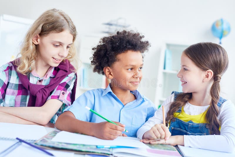 Discussing ideas stock photo. Image of school, clever - 99263160