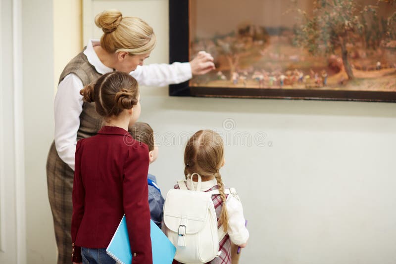 Discussing painting stock image. Image of excursion, school - 89449647