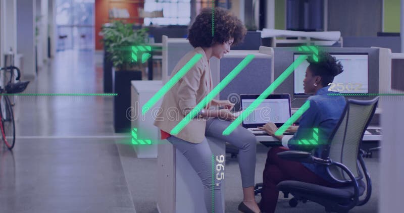 Discussing Project Over Computer, Colleagues in Office with Digital ...