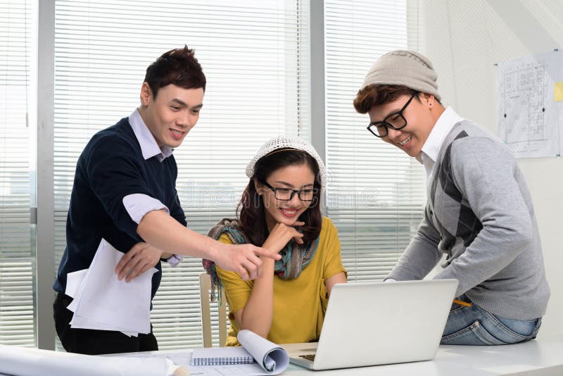 Discussing project stock photo. Image of colleagues, business - 52085522