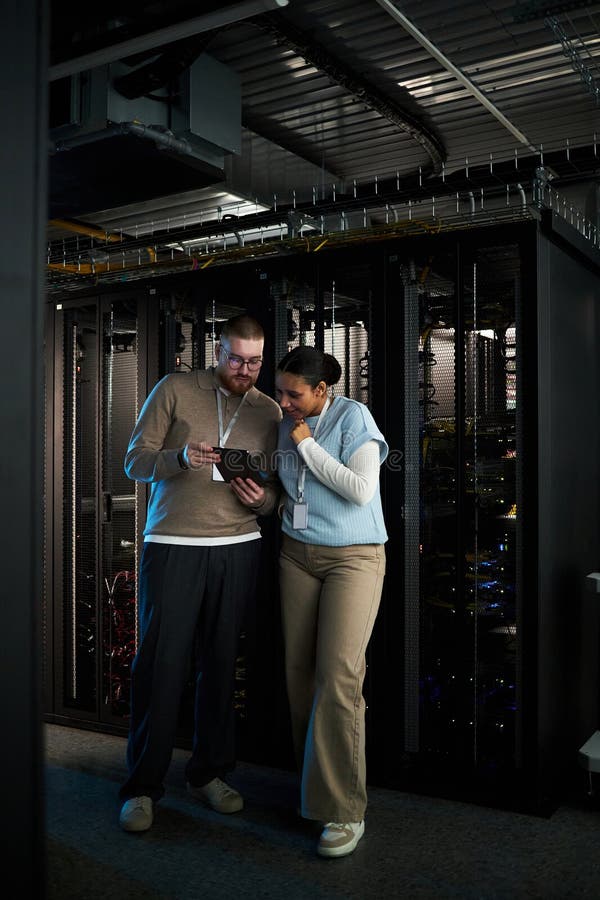 Discussing Server Maintenance in Data Center Environment Stock Photo - Image of infrastructure ...