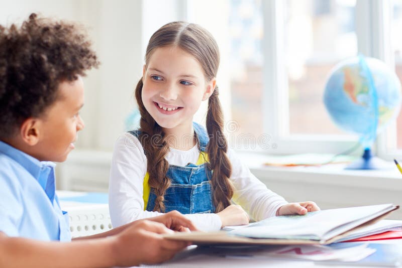 Discussing tales stock photo. Image of multiracial, classmate - 100143574