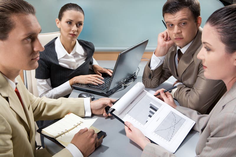 Discussing work stock image. Image of listening, holding - 6473127