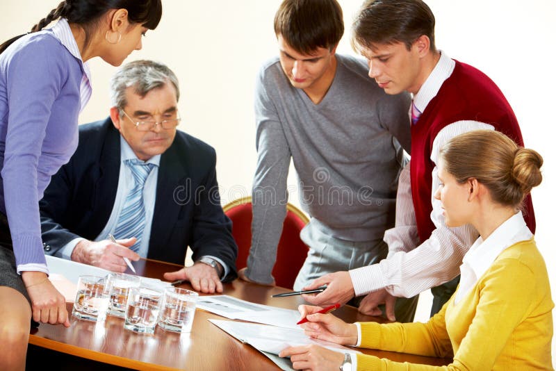Serious meeting stock image. Image of hand, business, explaining - 7948865