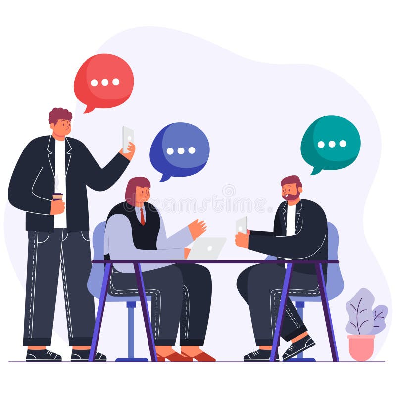 Discussion and Communication in the Office Stock Vector - Illustration ...