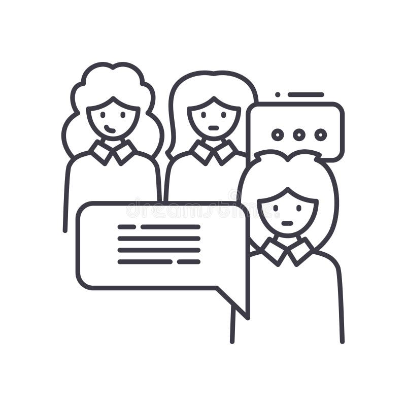 Discussion Symbol Icon, Black Vector Sign with Editable Strokes ...