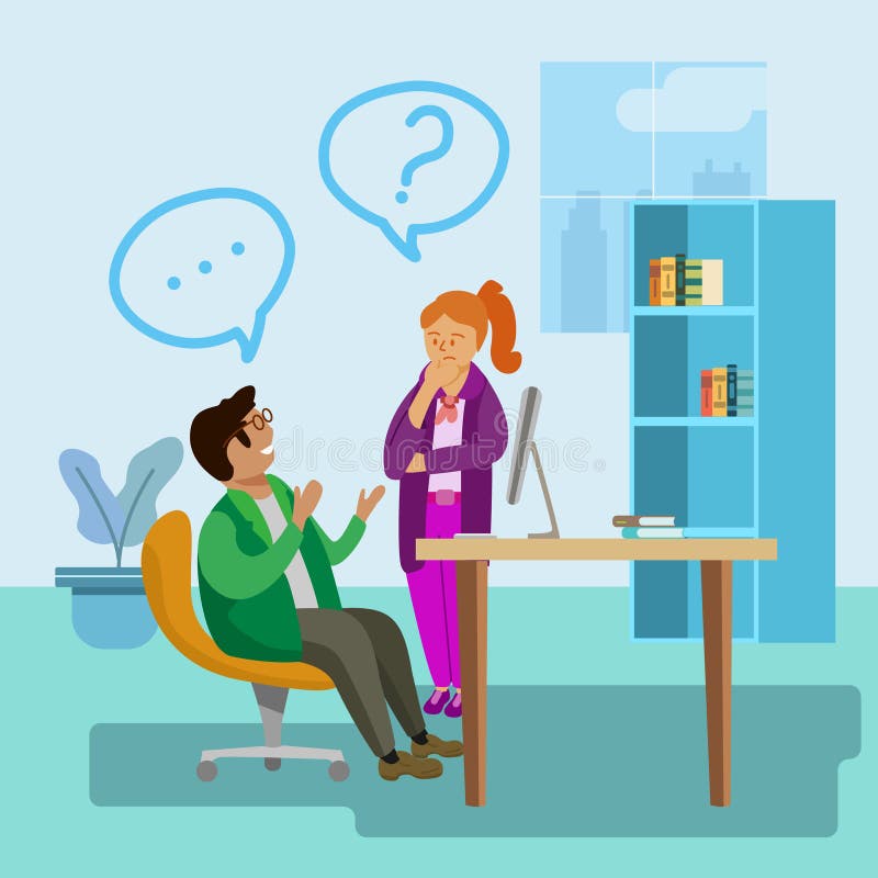 Discussion and Consultation between Employees Illustration Stock Vector ...
