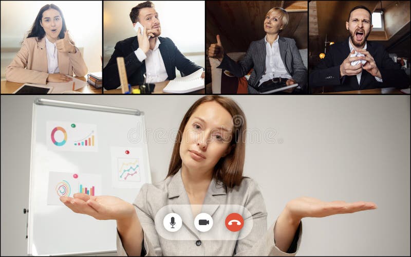 Discussion Future Project. Team Working by Group Video Call Share Ideas ...