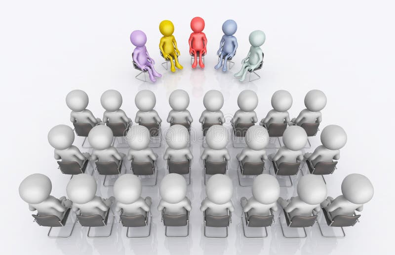 Discussion Group and Audience with 3D Figures Stock Illustration ...