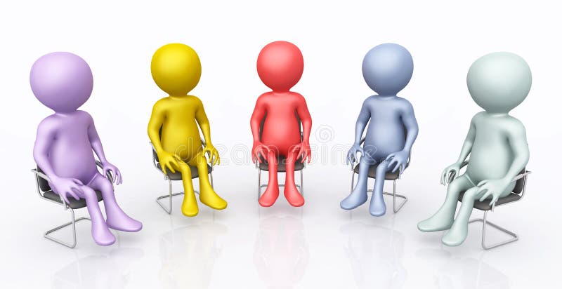 Discussion Group with 3D Figures Stock Illustration - Illustration of ...