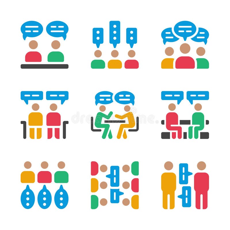 Discussion icon set stock vector. Illustration of coworking - 153759019