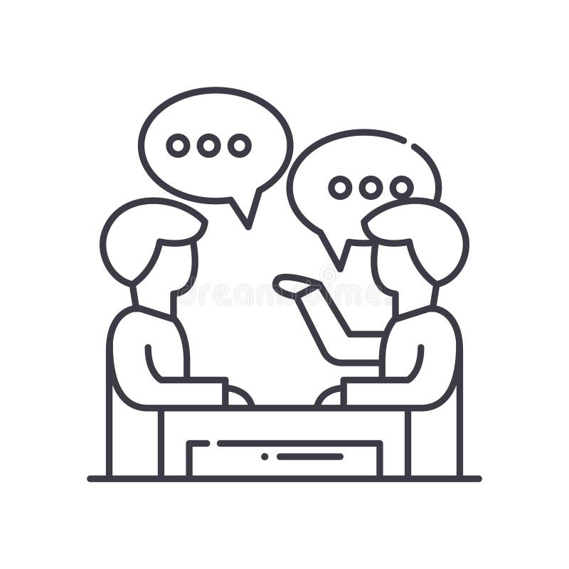 Discussion Symbol Icon, Black Vector Sign with Editable Strokes ...