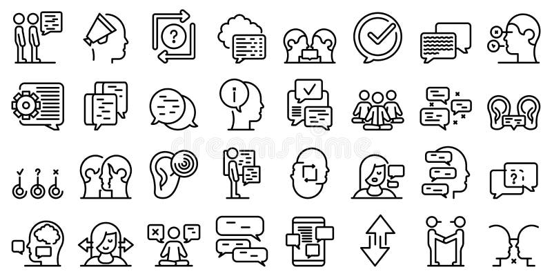 Discussion Icons, Signs, Outline Symbols, Concept Linear Illustration ...