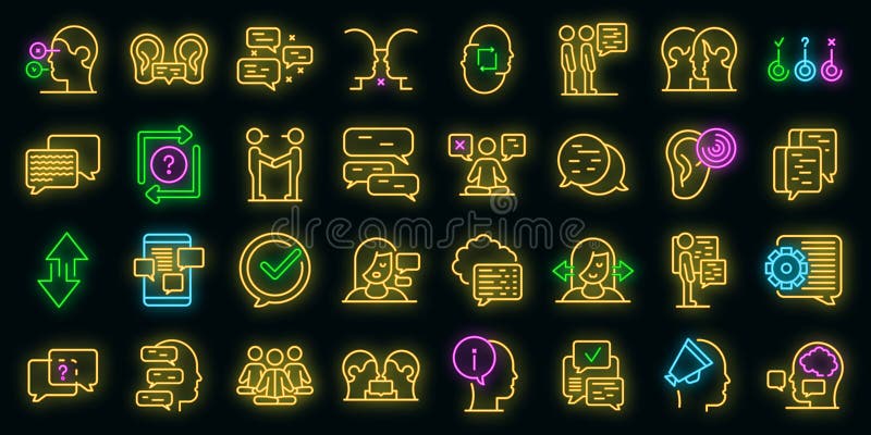 Discussion Icons Set Vector Neon Stock Illustration - Illustration of ...