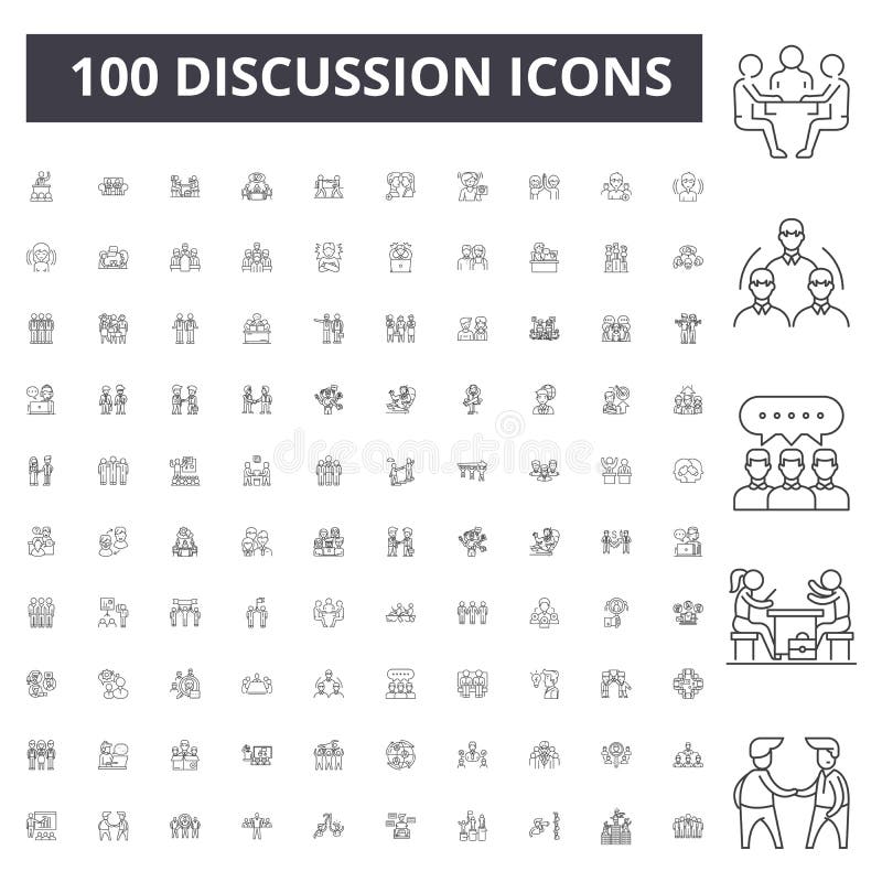 Discussion Line Icons, Signs, Vector Set, Outline Illustration Concept ...