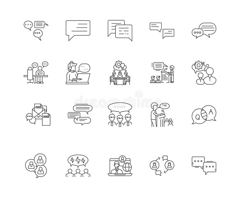 Discussion Line Icons, Signs, Vector Set, Outline Illustration Concept ...