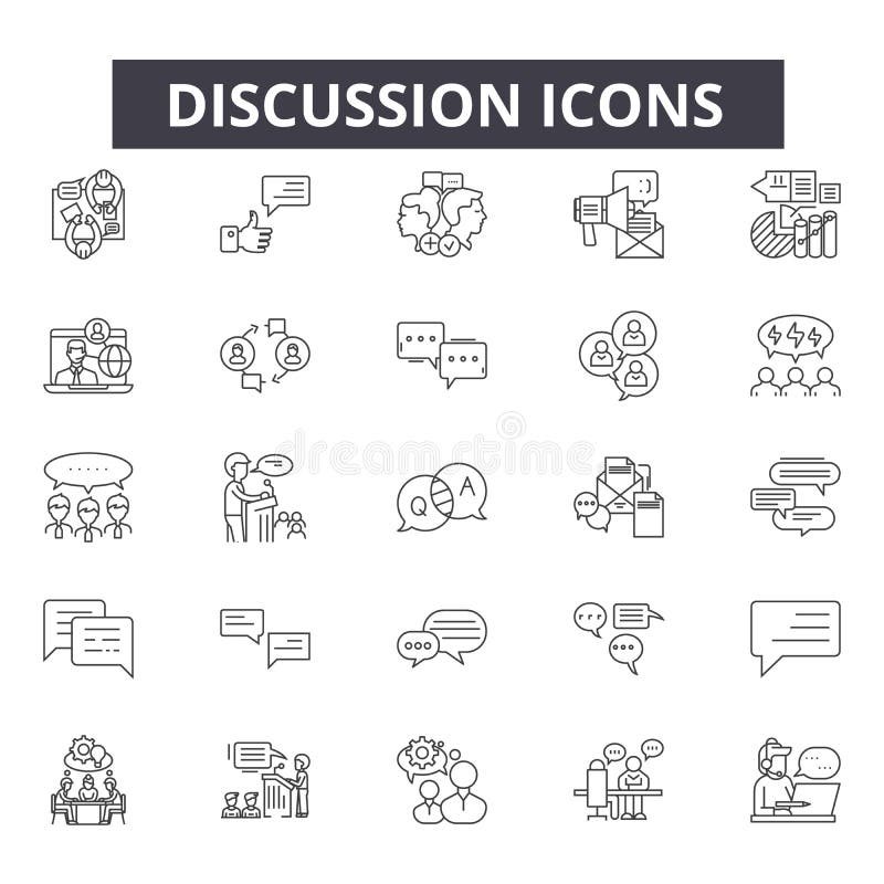 Discussion Line Icons, Signs, Vector Set, Outline Illustration Concept ...