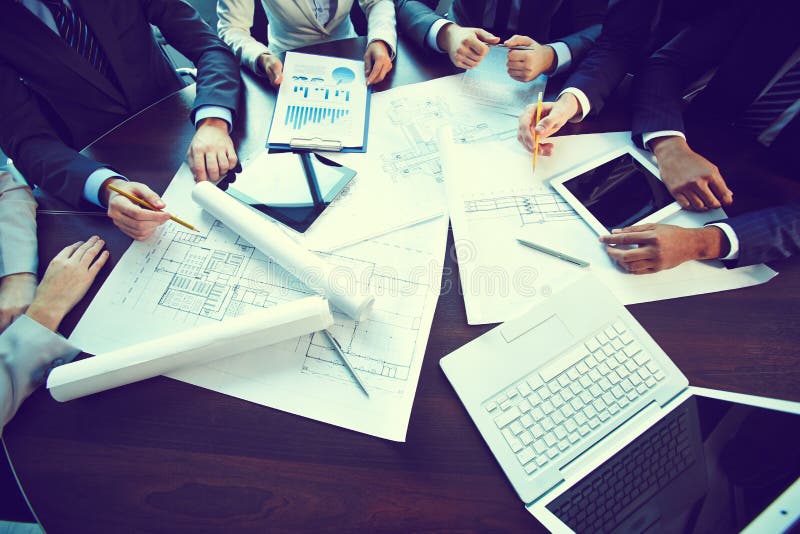 Discussion of papers stock photo. Image of cooperation - 56184754